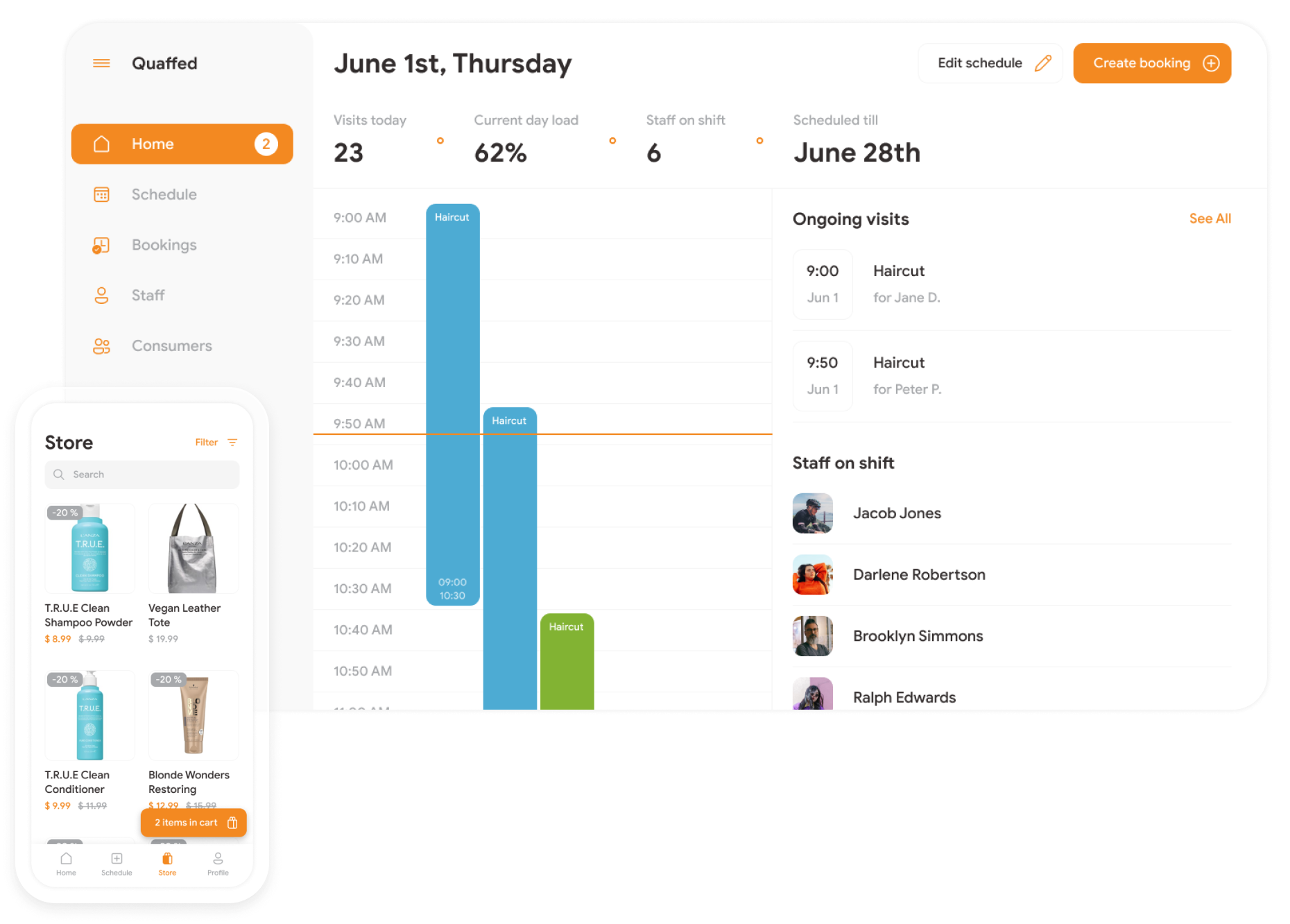 Quaffed beauty brand admin application